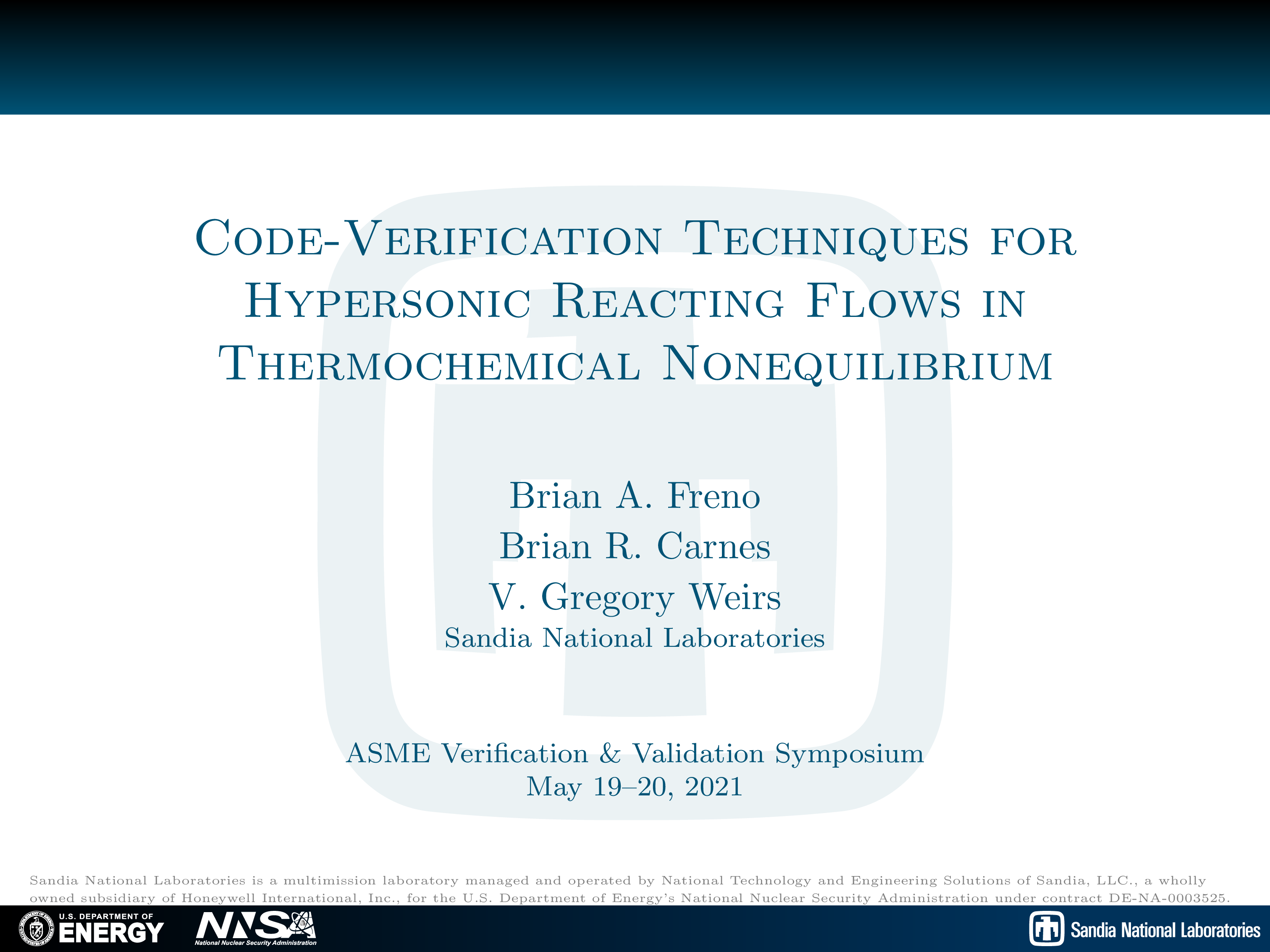 Code-verification techniques for hypersonic reacting flows in ...