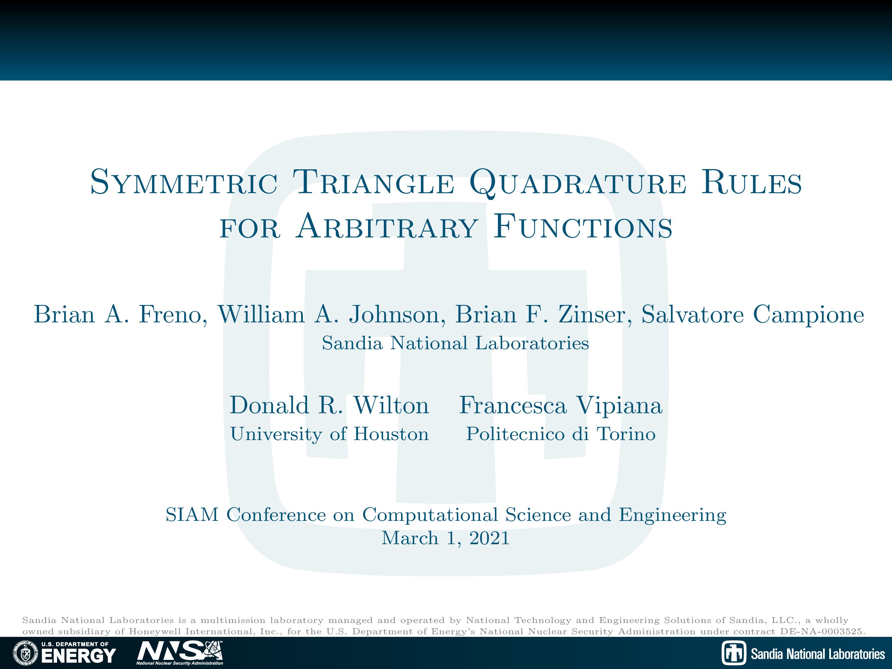 Symmetric Triangle Quadrature Rules for Arbitrary Functions | Brian A ... Symmetric Triangle Quadrature Rules for Arbitrary Functions | Brian A ...